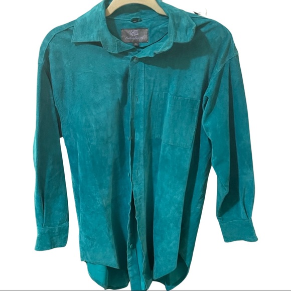 Vintage | Jackets & Coats | Vintage Real Suede Teal Button Up Shacket ...